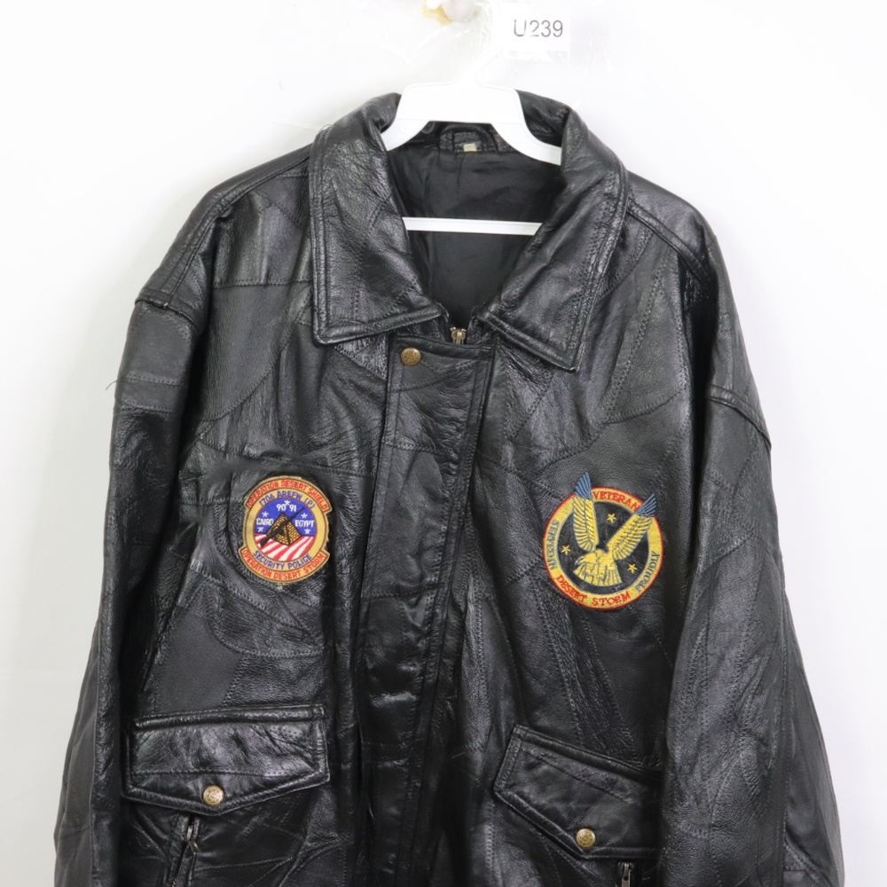 Vintage Operation Desert Storm Leather Jacket Xl - Gem